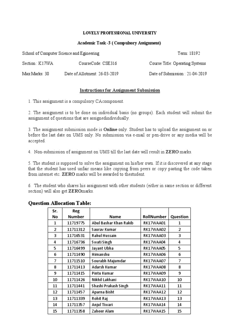 Operating Systems Assignment Guidelines | PDF | Scheduling (Computing) | Concurrent Computing