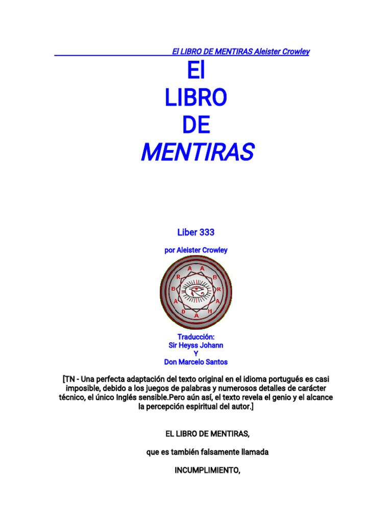 Crowley Aleister El Libro de Mentiras Liber 333 PDF | PDF