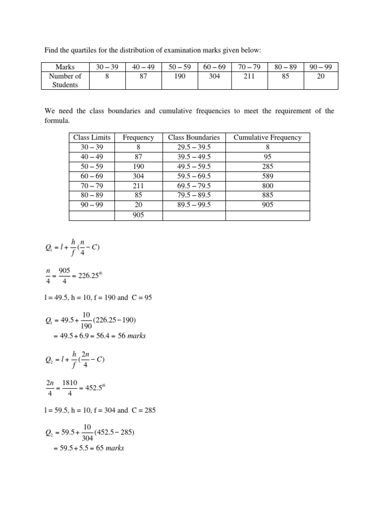 How To Calculate The Quartiles For The Grouped Data | PDF
