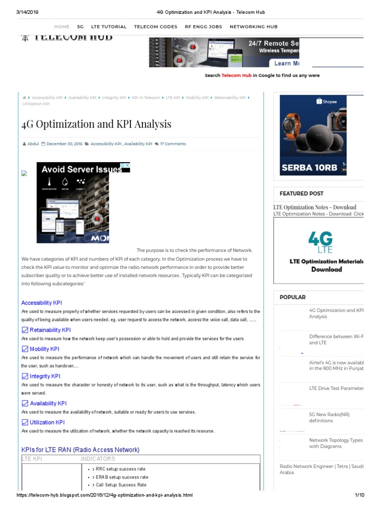4G Optimization and KPI Analysis - Telecom Hub | PDF | Lte ...