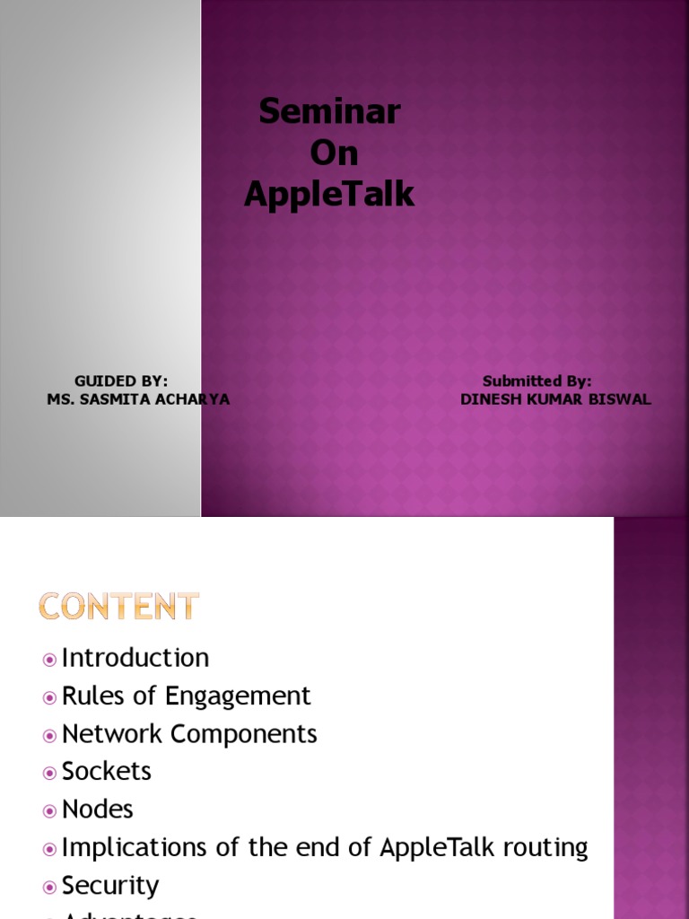 Seminar On Appletalk: Guided By: Submitted By: Ms. Sasmita Acharya ...