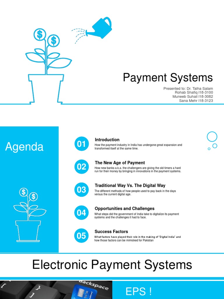Payment Systems: Presented To: Dr. Talha Salam Rohab Shafiq l18-3100 Muneeb Suhail l18-3082 Sana ...