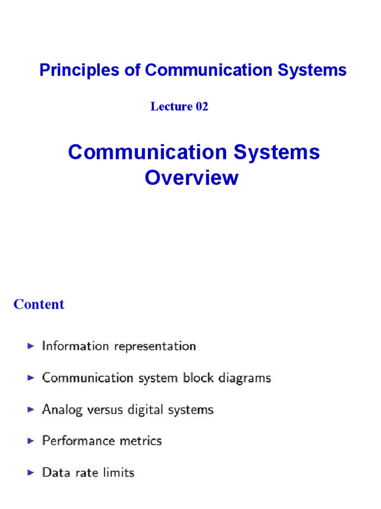 ComSys 02 Communication Systems Overview | PDF