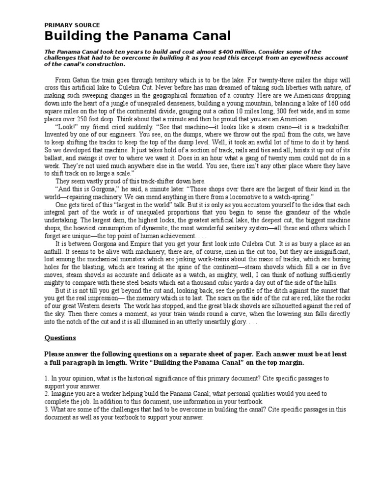 Building The Panama Canal | PDF | Panama Canal | Nature