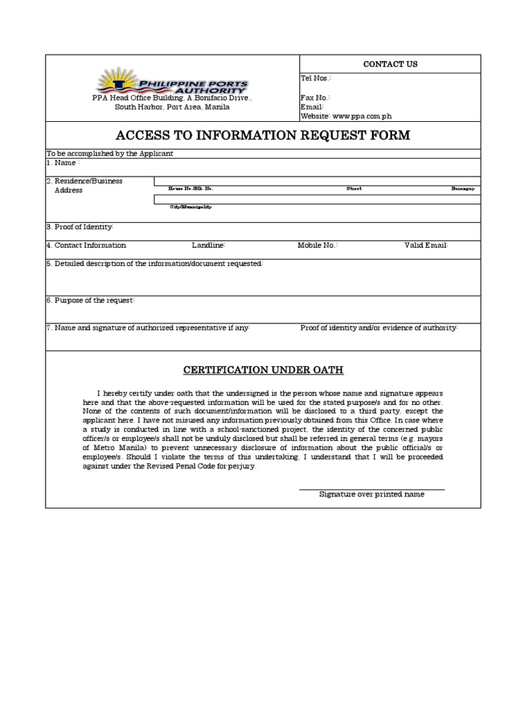 FOI Request Form PDF | PDF