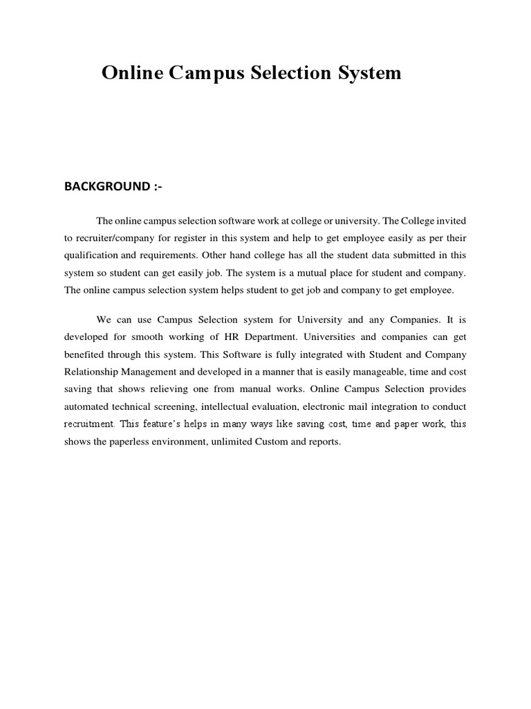 Online Campus Selection System | PDF | Conceptual Model | Class ...