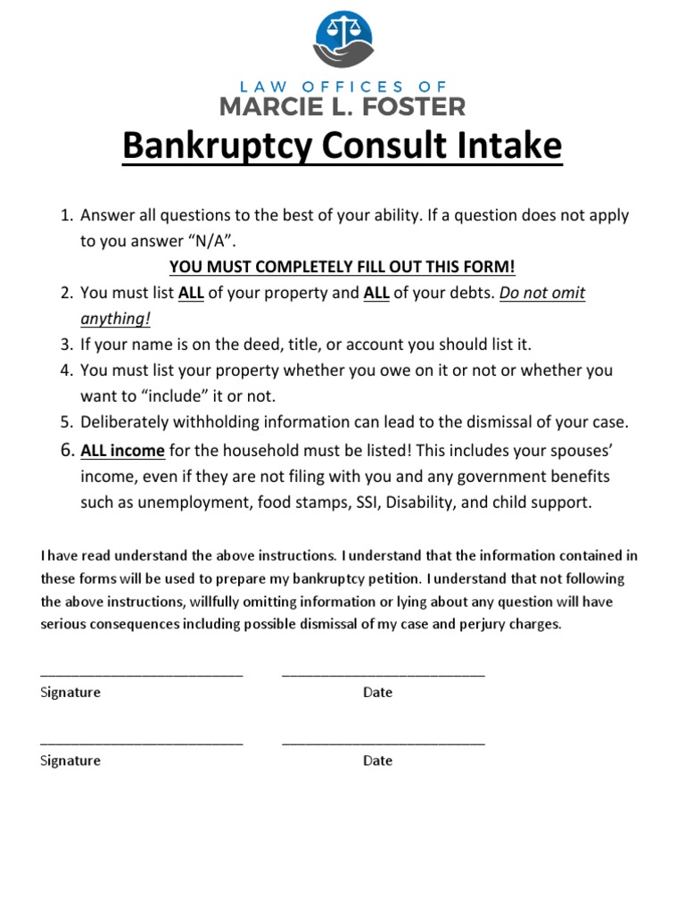 Bankruptcy Client Interview Fillable | PDF | Deposit Account | Bankruptcy