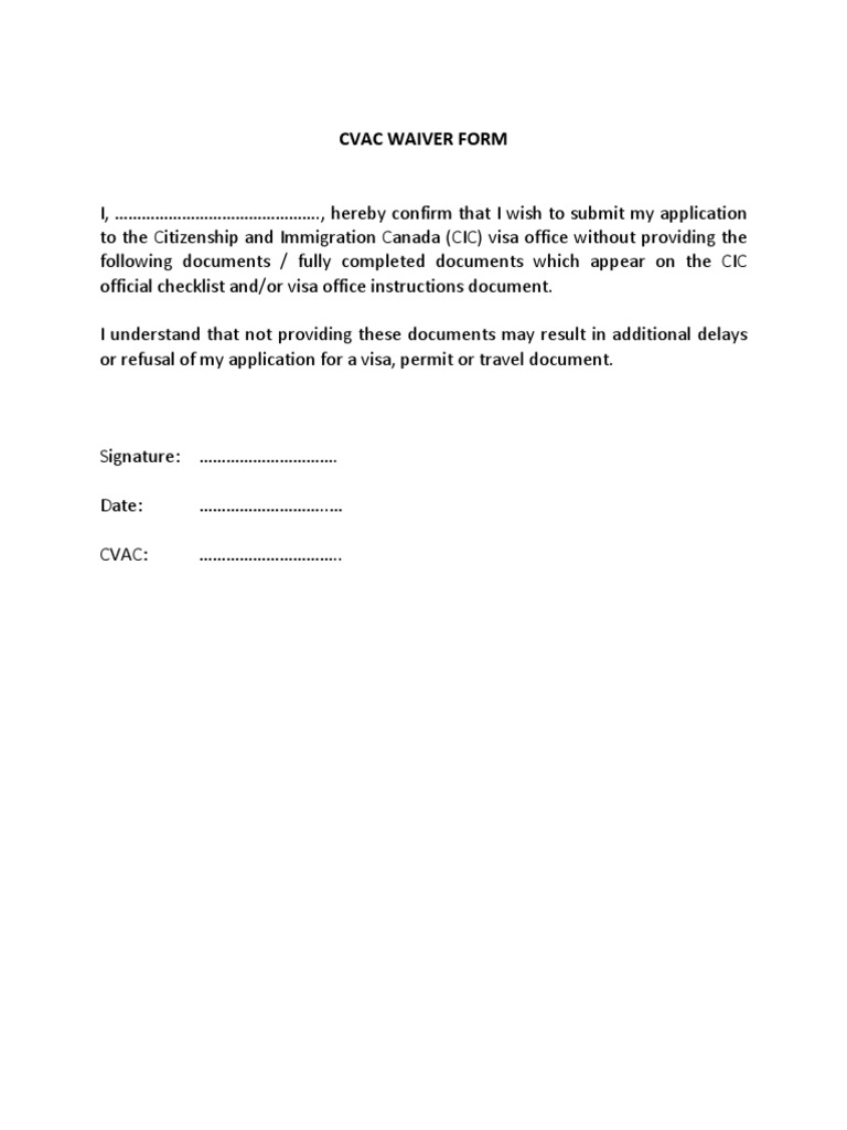 VFS Waiver Form 050216 PDF | PDF