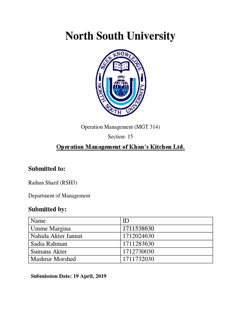 An Analysis of Operations Management at Khan's Kitchen Ltd. | PDF ...
