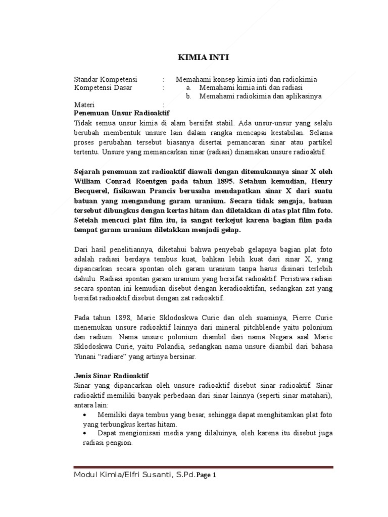Modul Kimia Inti | PDF