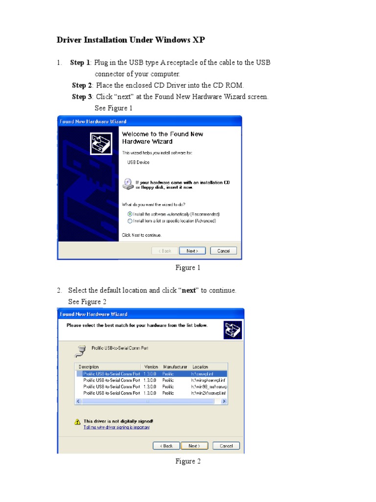 USB Driver Installation Guide for XP | PDF | Computers
