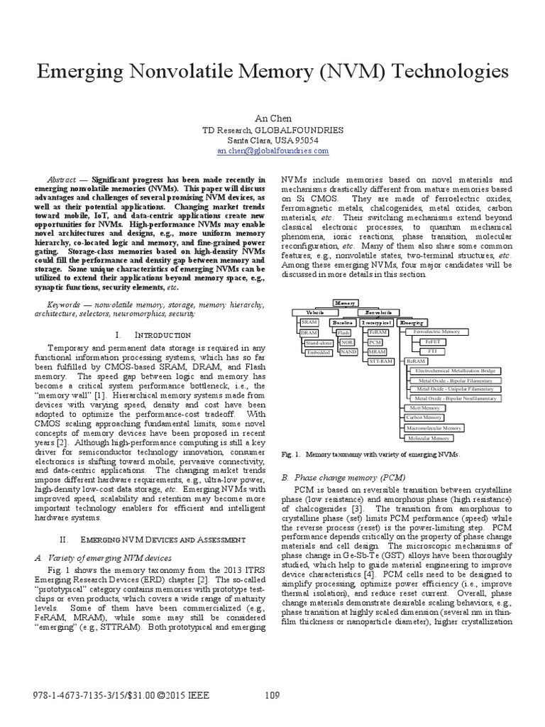 Emerging Nonvolatile Memory (NVM) Technologies: An Chen | Download Free ...