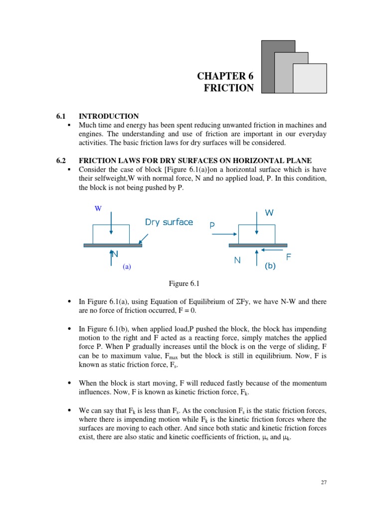 CHAPTER 6-Friction PDF | PDF | Friction | Force