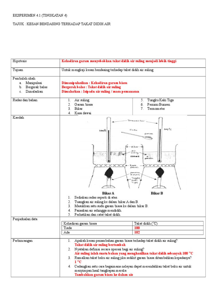 Eksperimen Ting 4 (Jawapan) (Takat Didih Dan Kekonduksian Elektrik) | PDF