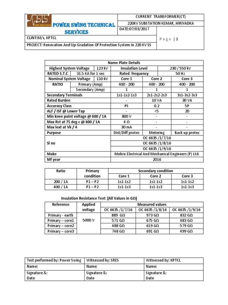 CT Test Report | PDF | Power Electronics | Electric Power