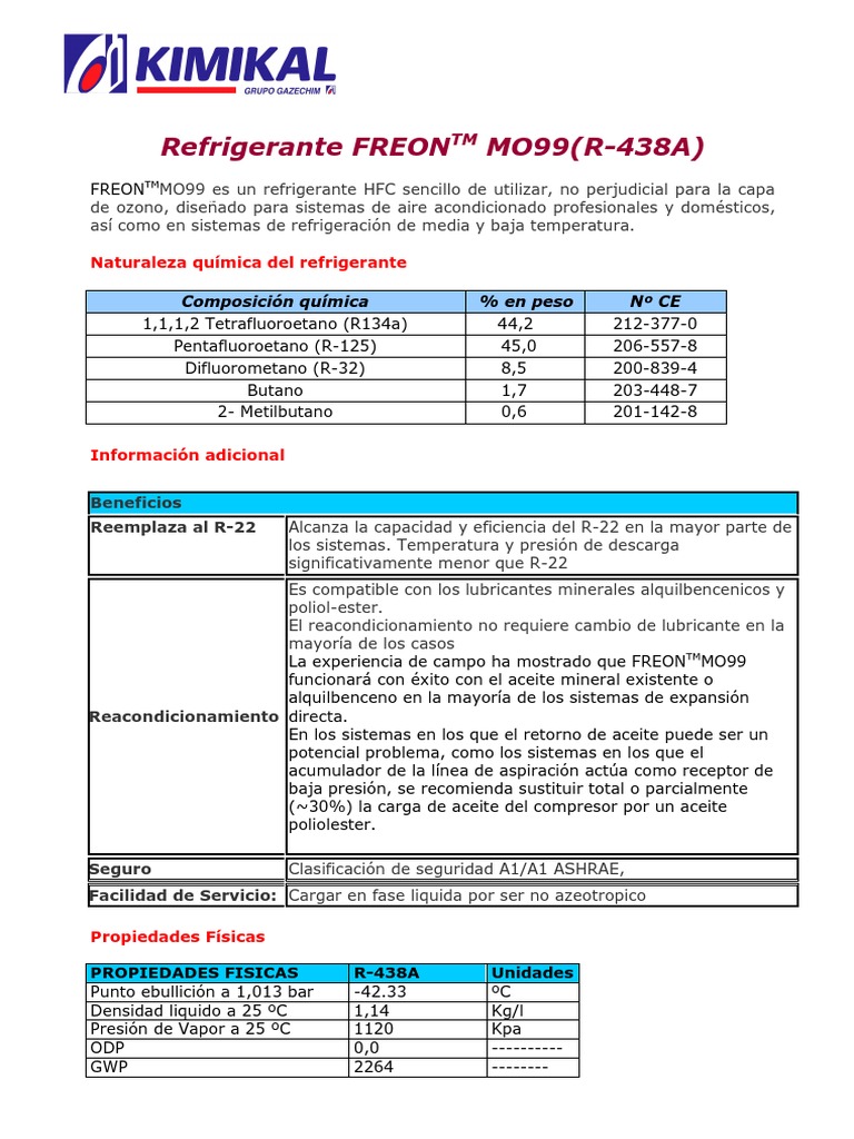 Freon Mo99 R-438a PDF | PDF