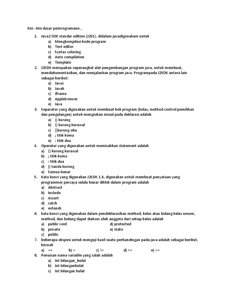 Panduan Dasar Pemrograman Java | PDF | Metode & Bahan Ajar
