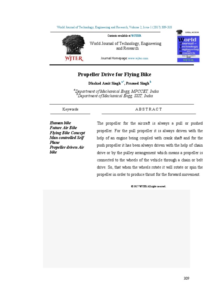 Propeller Drive For Flying Bike PDF | PDF | Belt (Mechanical) | Flight