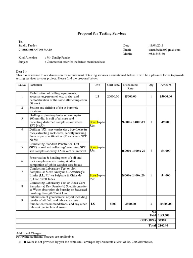 Proposal For Testing Services | PDF | Invoice | Nature