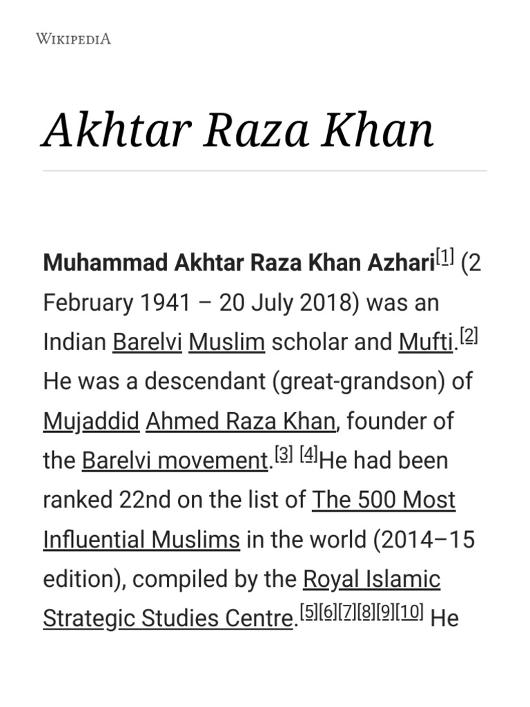 Akhtar Raza Khan - Wikipedia PDF | PDF | Monotheistic Religions ...