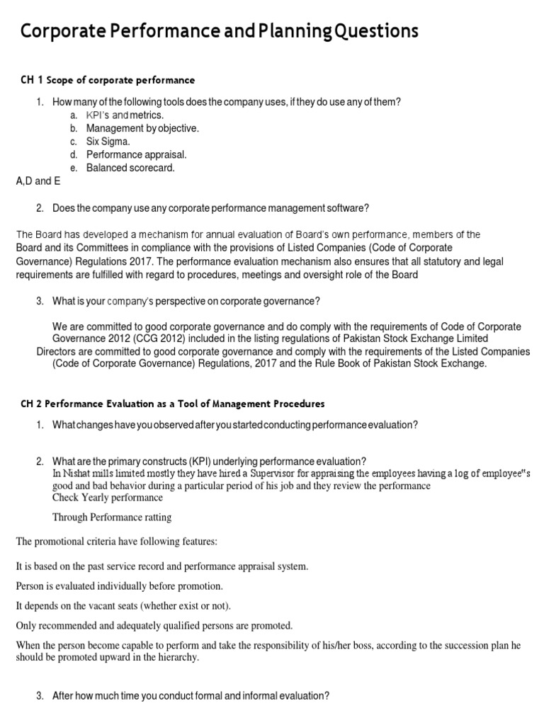 CPP Question From | PDF | Internal Control | Performance Appraisal
