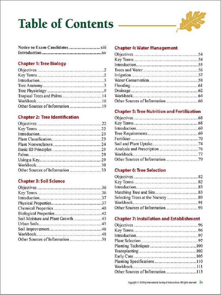 ISA - Study Guide Table of Contents | PDF | Pruning | Horticulture And ...