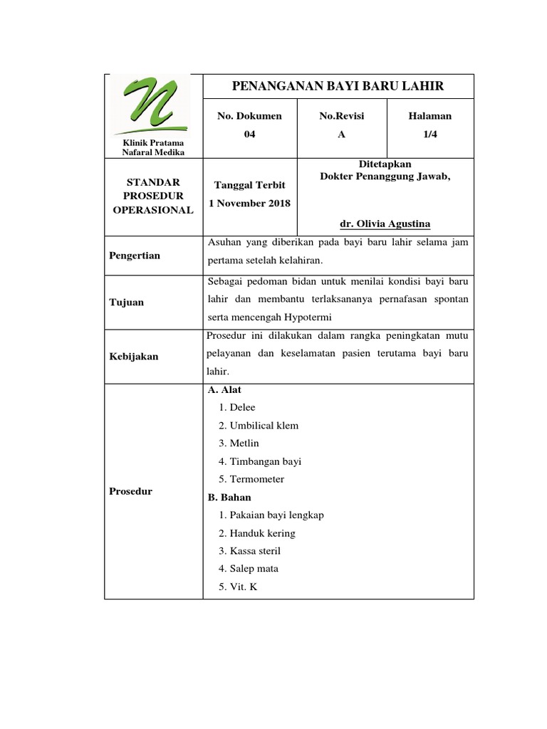 SOP Penanganan BBL | PDF