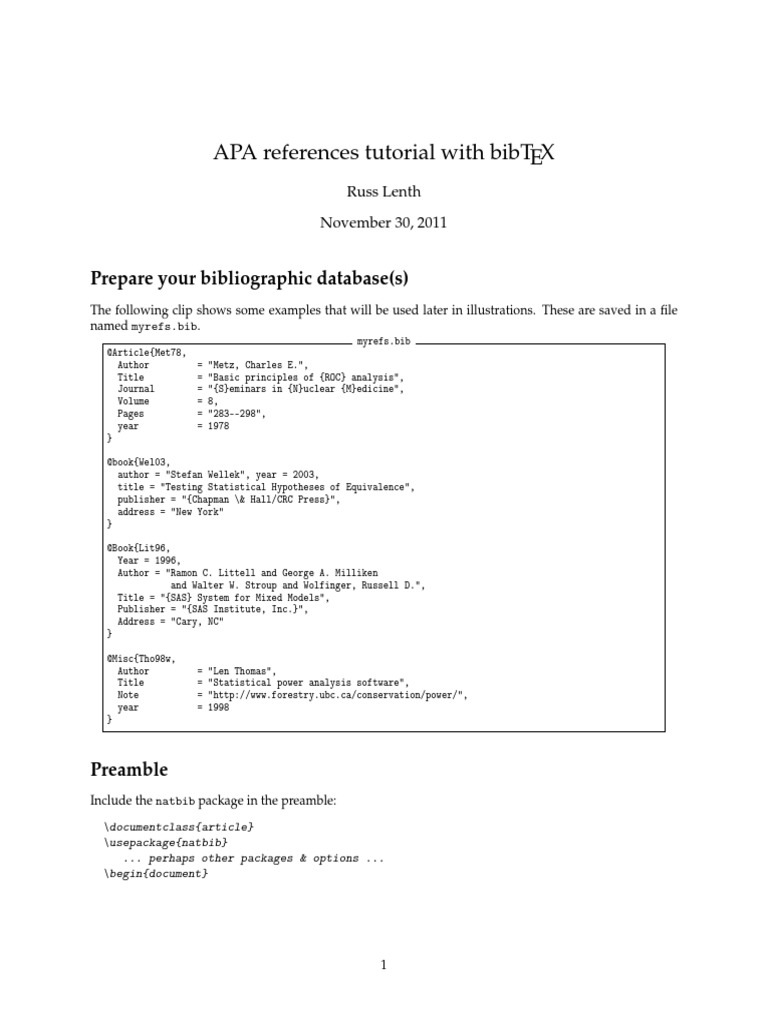 Apa References Tutorial With Bibtex: Prepare Your Bibliographic Database (S) | PDF | Citation
