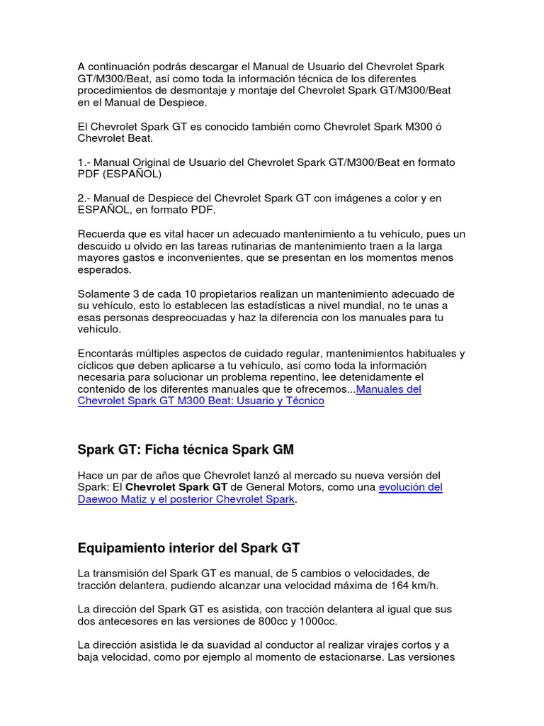 Spark | PDF | Fabricantes de vehículos eléctricos | Vehículos terrestres