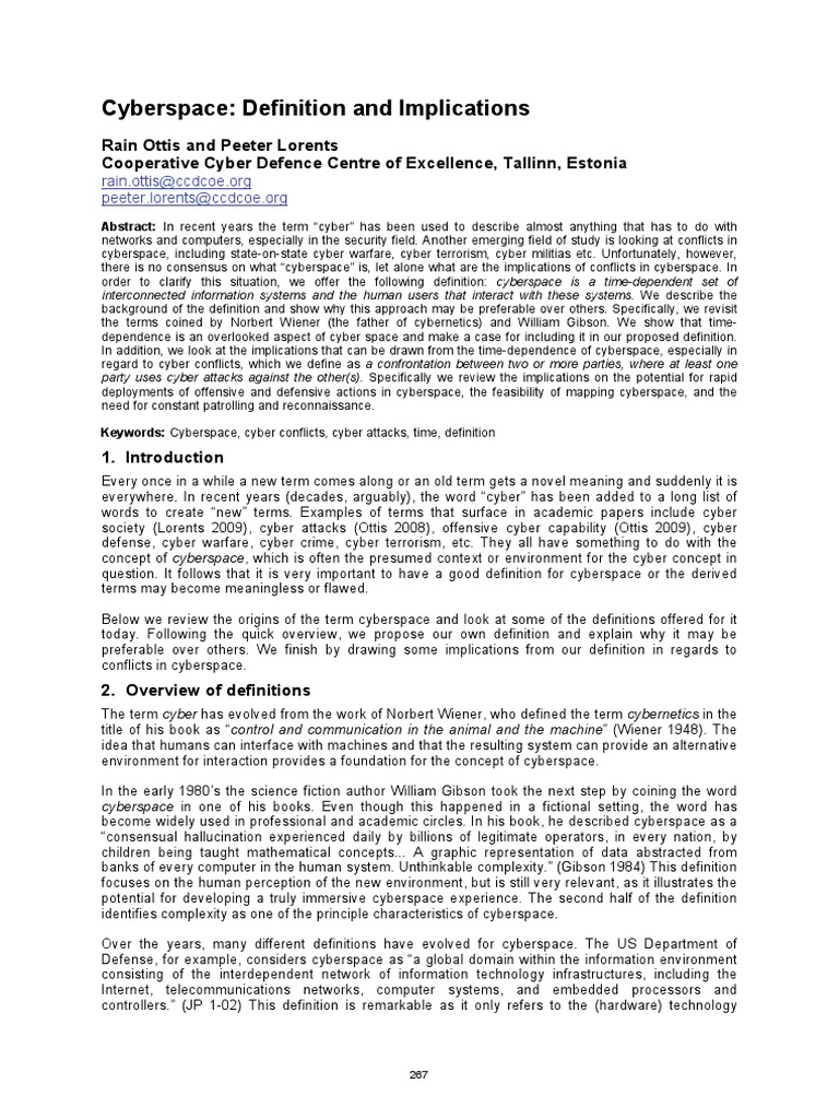 Cyberspace Definition PDF | PDF | Cybernetics | Cyberspace
