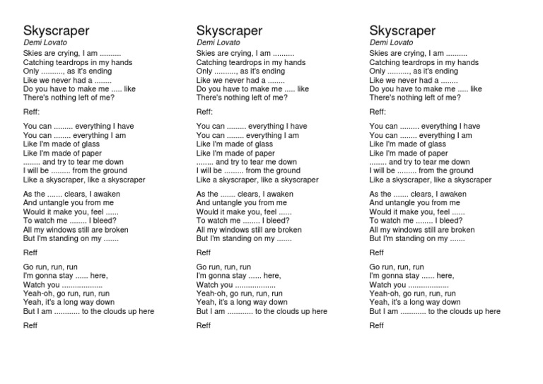 Demi Lovato's Skyscraper Lyrics Analysis | PDF | American Pop Songs ...
