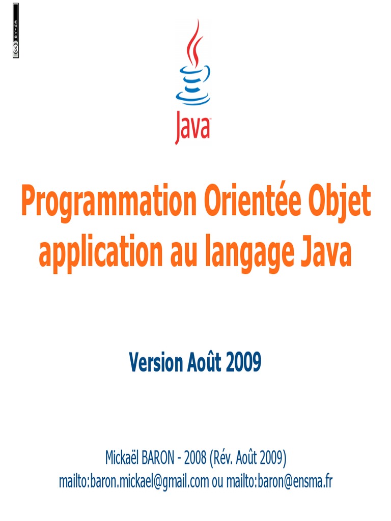 POO Java M.BARON PDF | PDF | Java (Langage de programmation) | Classe ...