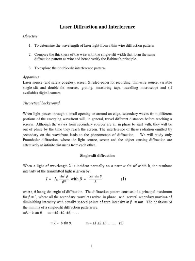 Laser Diffraction and Interference | PDF | Diffraction | Materials Science