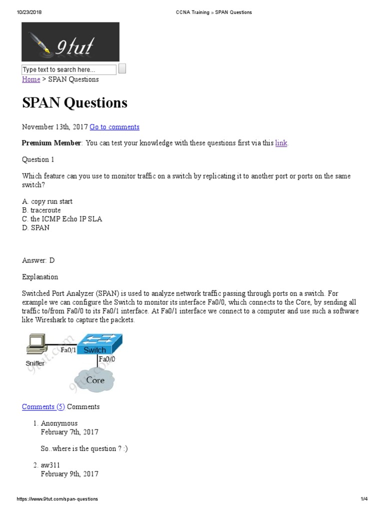 CCNA Training SPAN Questions | PDF | Cisco Certifications | Router (Computing)