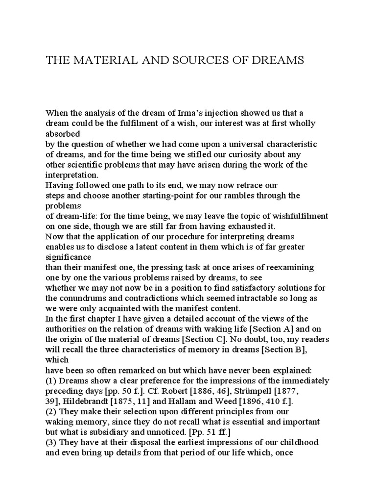 The Material and Sources of Dreams | PDF | Dream