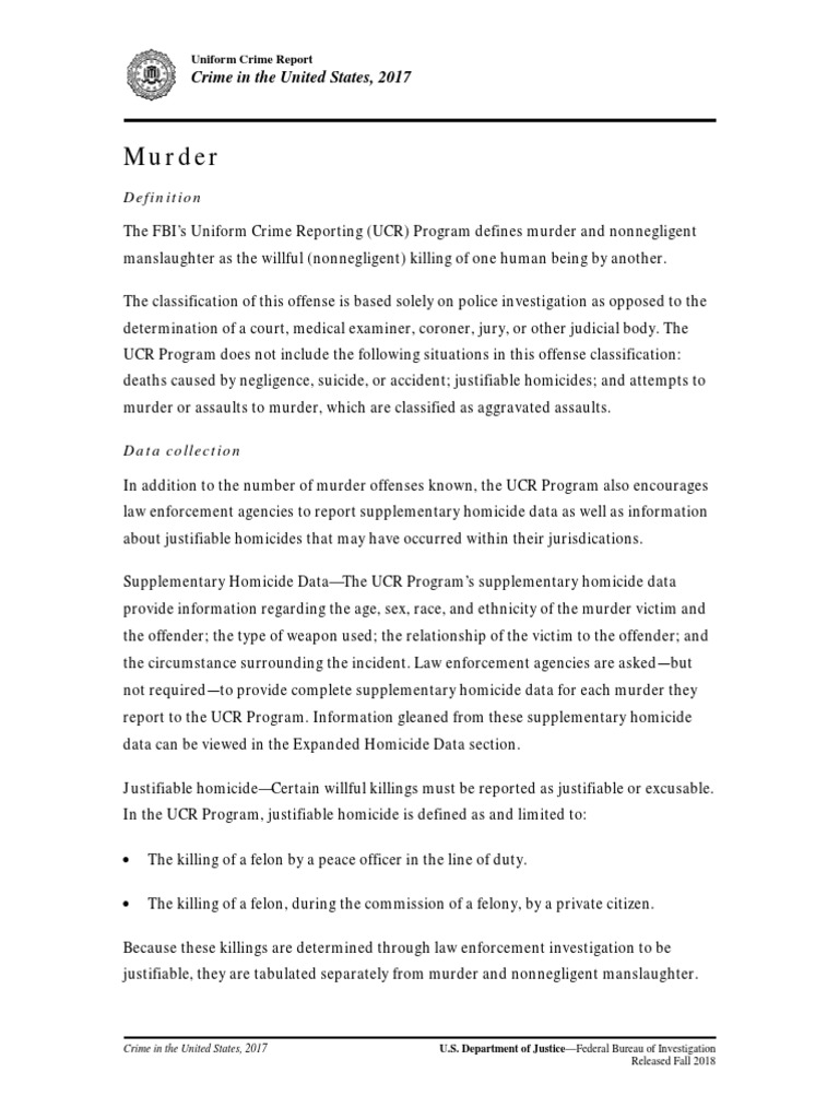 Murder UCR 2017 | PDF | Uniform Crime Reports | Murder