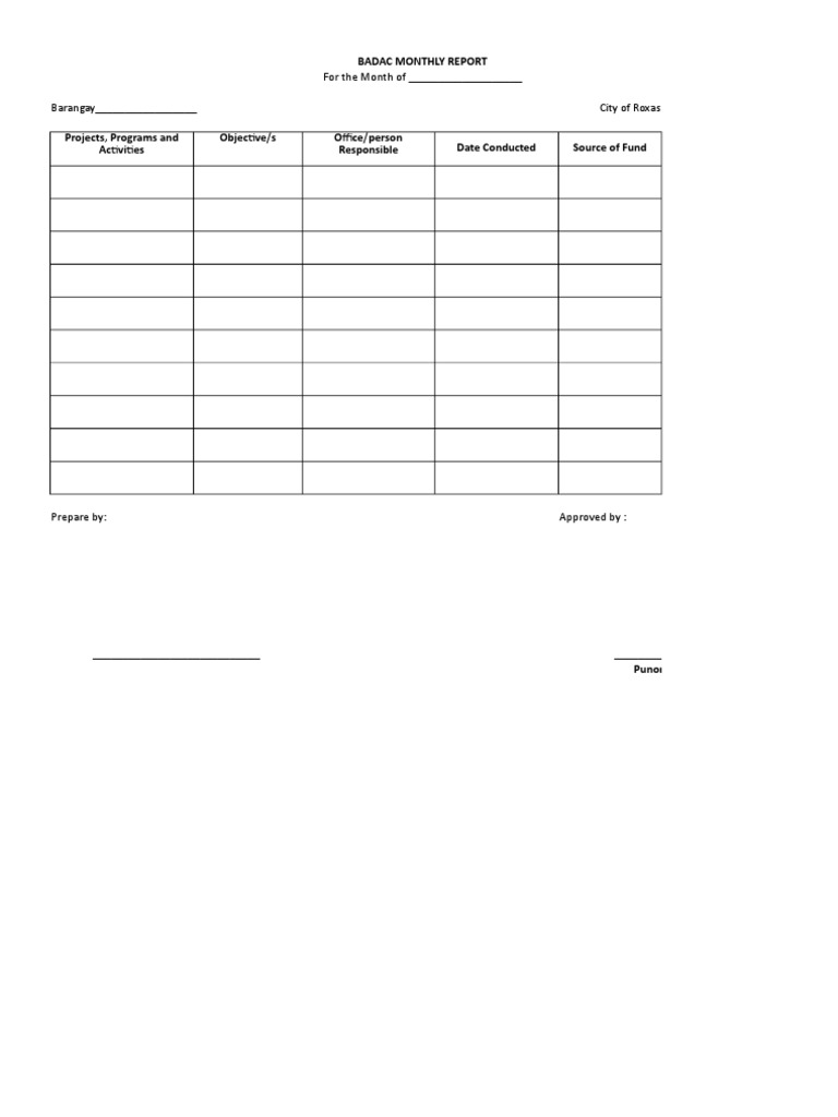 Badac Monthly Report | PDF