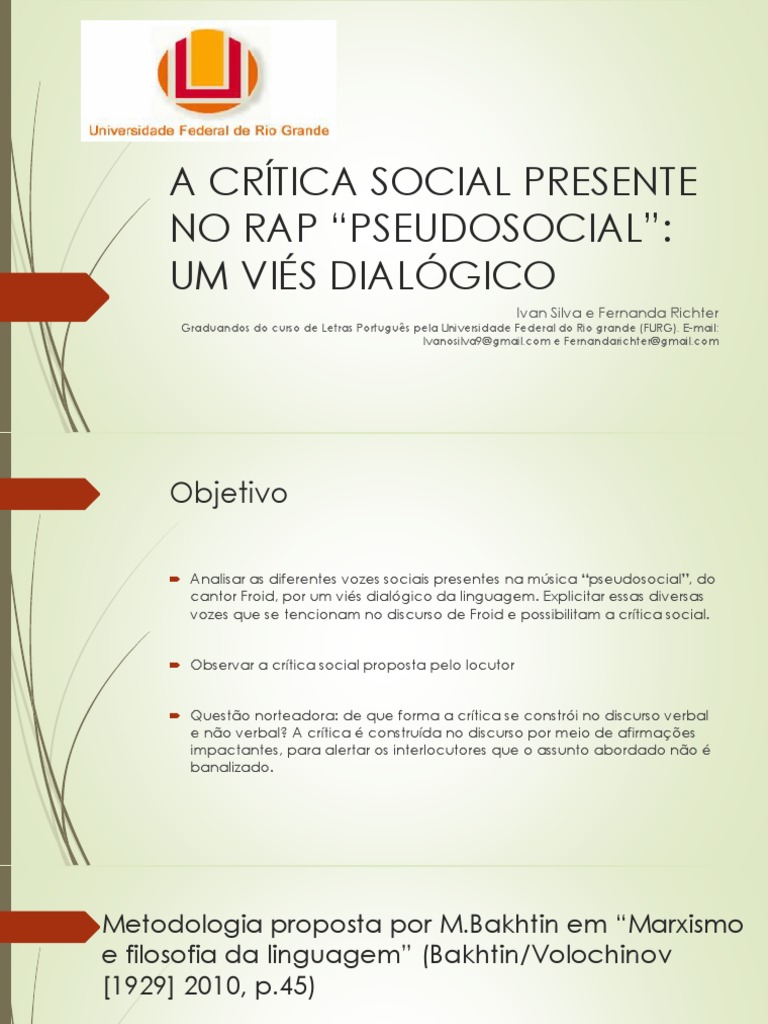 A Crítica Social Presente No Rap | PDF | Ideologias | Humano