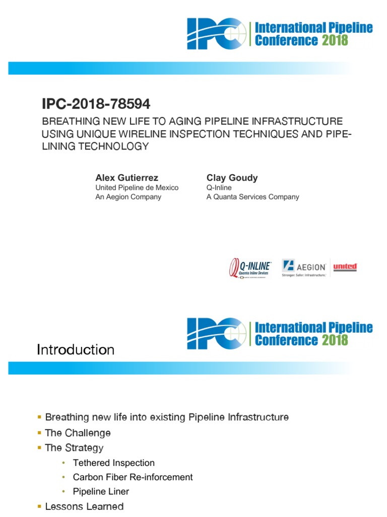 2018 ASME International Pipeline Conference - Breathing New Life To ...