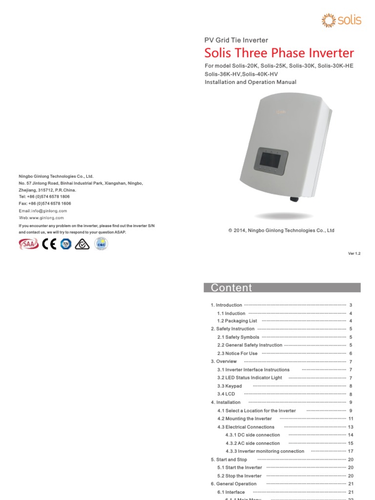 Solis （30K）User Manual | Power Inverter | Electrical Connector