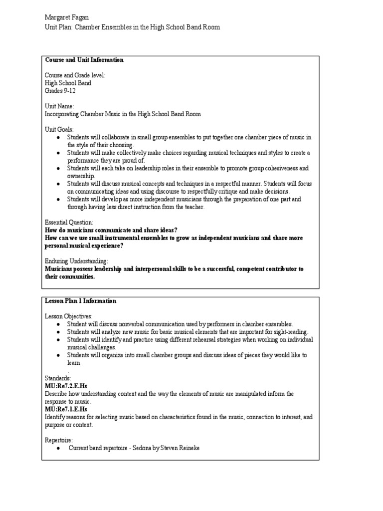 Lesson Plans | PDF | Lesson Plan | Chamber Music