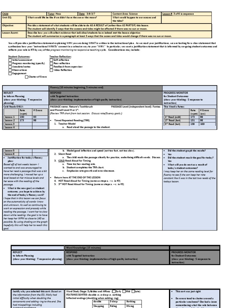 Review TRR Chart From Last Session. Discuss Rate/fluency Goals. | PDF ...