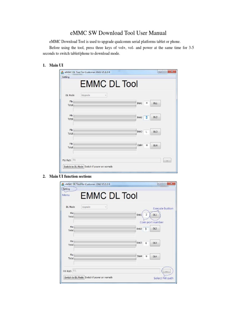 Manual de eMMC Download Tool User | PDF