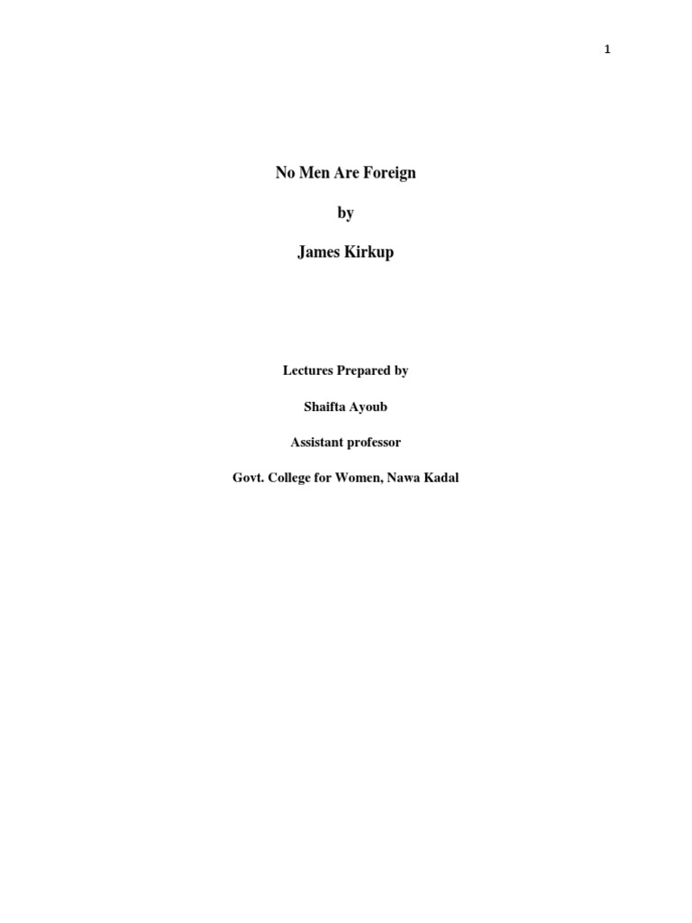 No Men Are Foreign by James Kirkup | PDF | Poetry