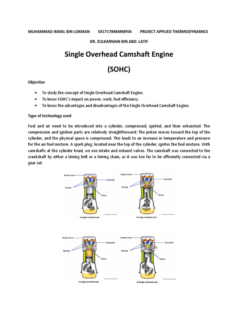 Single Overhead Camshaft Engine | PDF | Internal Combustion Engine ...