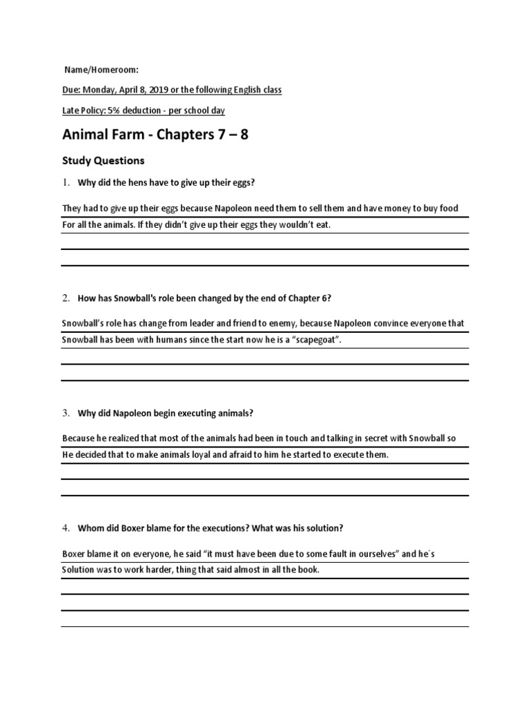 Animal Farm Chapter 7 - 8 ESTE | PDF