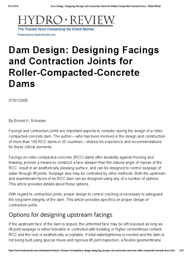 Dam Design - Designing Facings and Contraction Joints For Roller ...