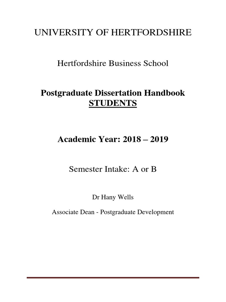 2018-19 HBS PG STUDENT Dissertation Handbook - Final H Wells For PRINT ...