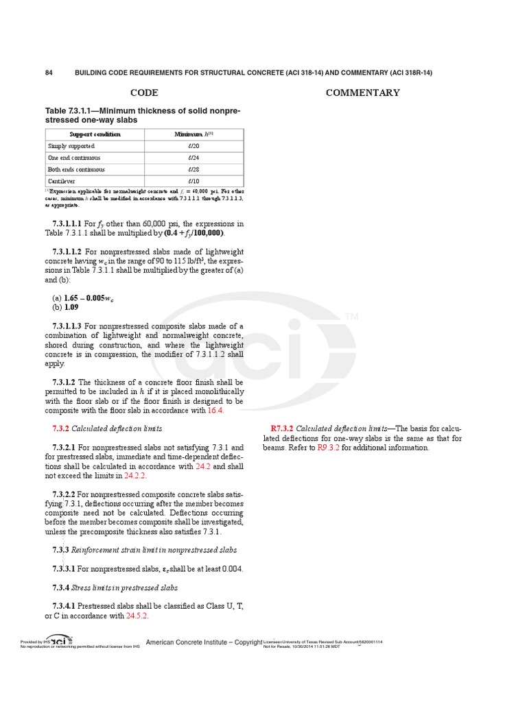 One Way Slab Deflection Check | PDF | Prestressed Concrete | Concrete