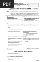 Form 13 - (PF Transfer Form) | PDF | Financial Services | Payments
